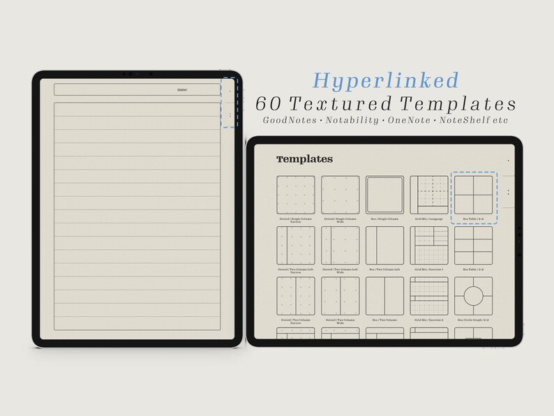 Minimalist Digital Hyperlinked Notebook 60 Templates for iPad & Tablet ...