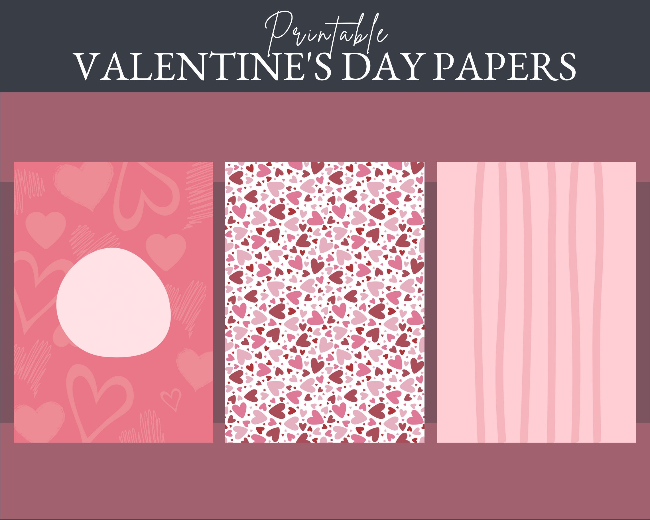 15 Valentines Day Printable Papers, Hearts Seamless, Scrapbook Paper ...