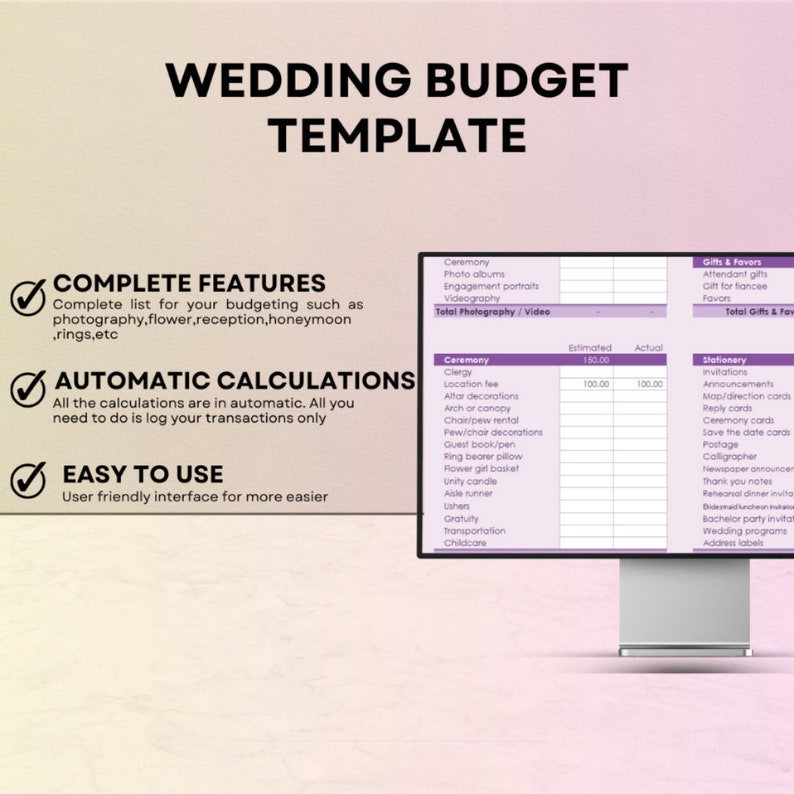 Excel Template Ready to Use Wedding Budget Excel Template | Wedding ...