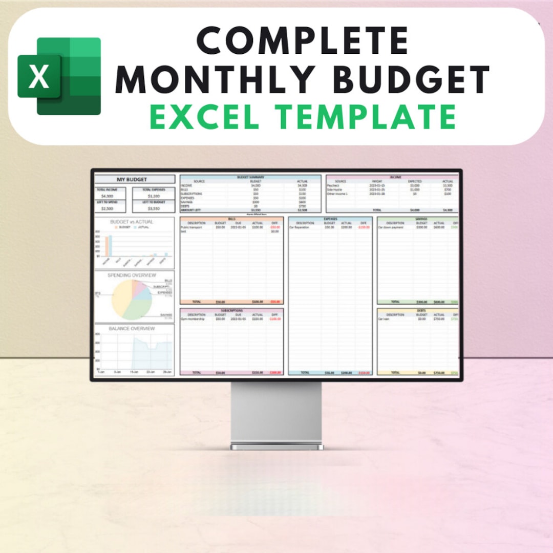 Excel Template Sheet Complete Monthly Budget Excel Template Automated ...