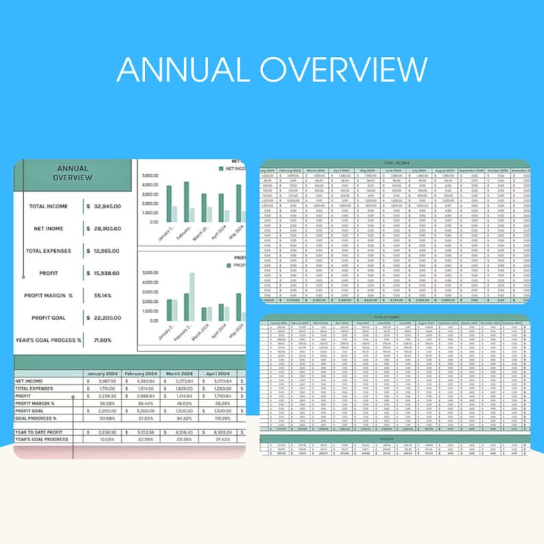 Excel Template Small Business Financial Spreadsheet, Automated Bookkeeping, Income and Expense ...