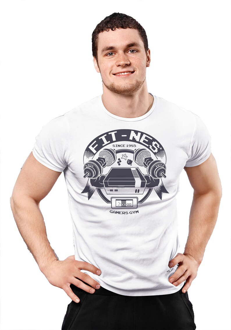 Retro Gamer Gym T-Shirt / Men's Fitness Tee Shirt / Gamers Gym Shirts ...