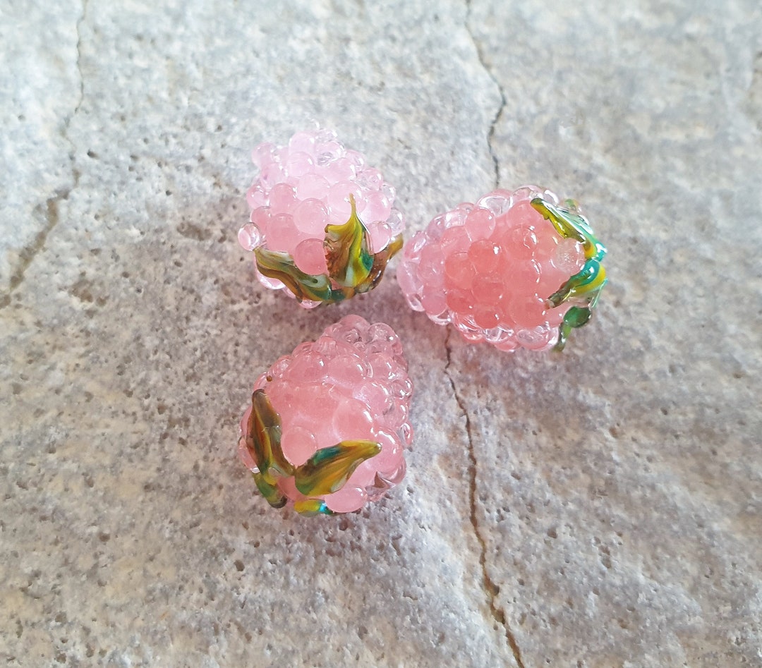DELICIOUS PINK RASPBERRY Glass Beads, 11mm Sweet Pink Appetizing ...