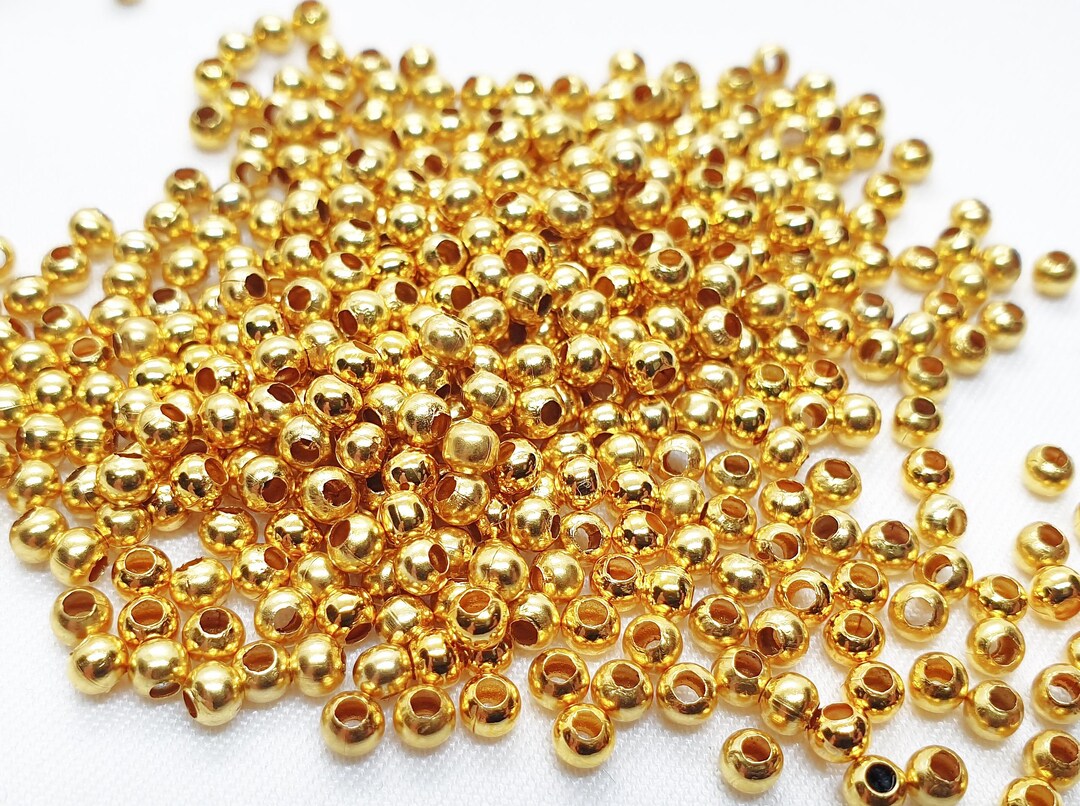 Pretty 18K GOLD PLATED Round Spacer Ball Beads, 3mm Lovely Gold Plated ...