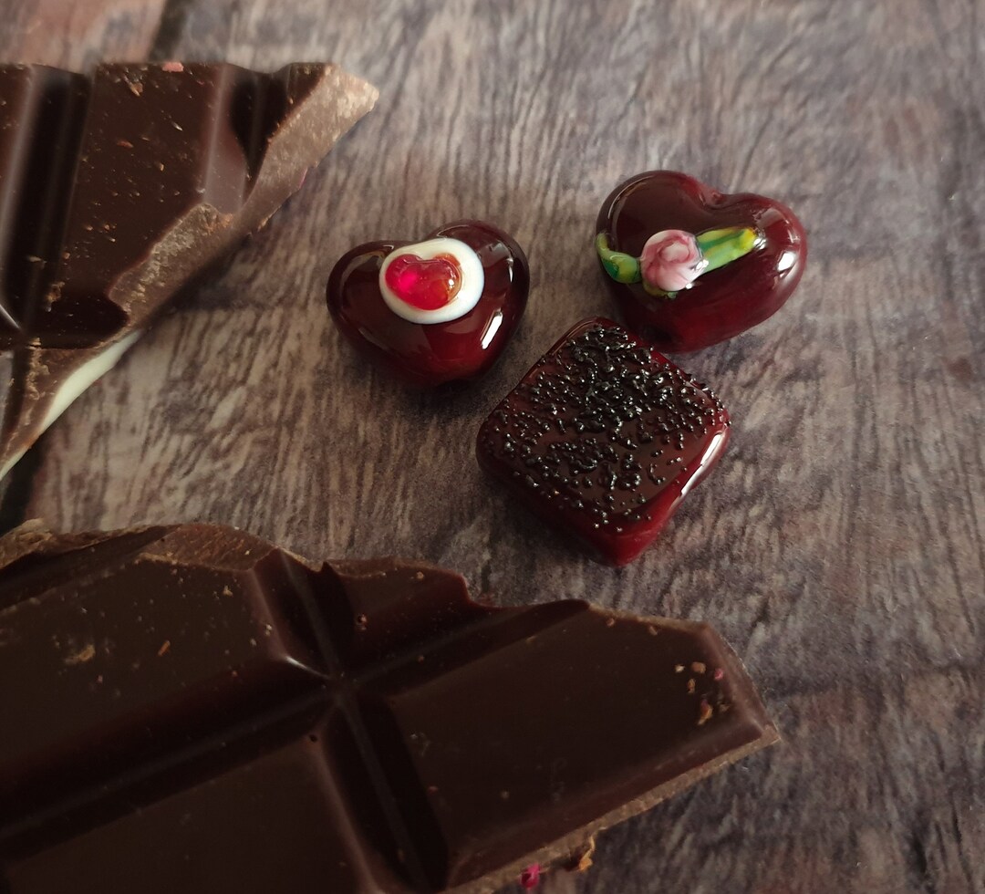 DELICIOUS CHOCOLATE GLASS Beads, 15-18mm Chocolate Glass Beads, Sweet ...