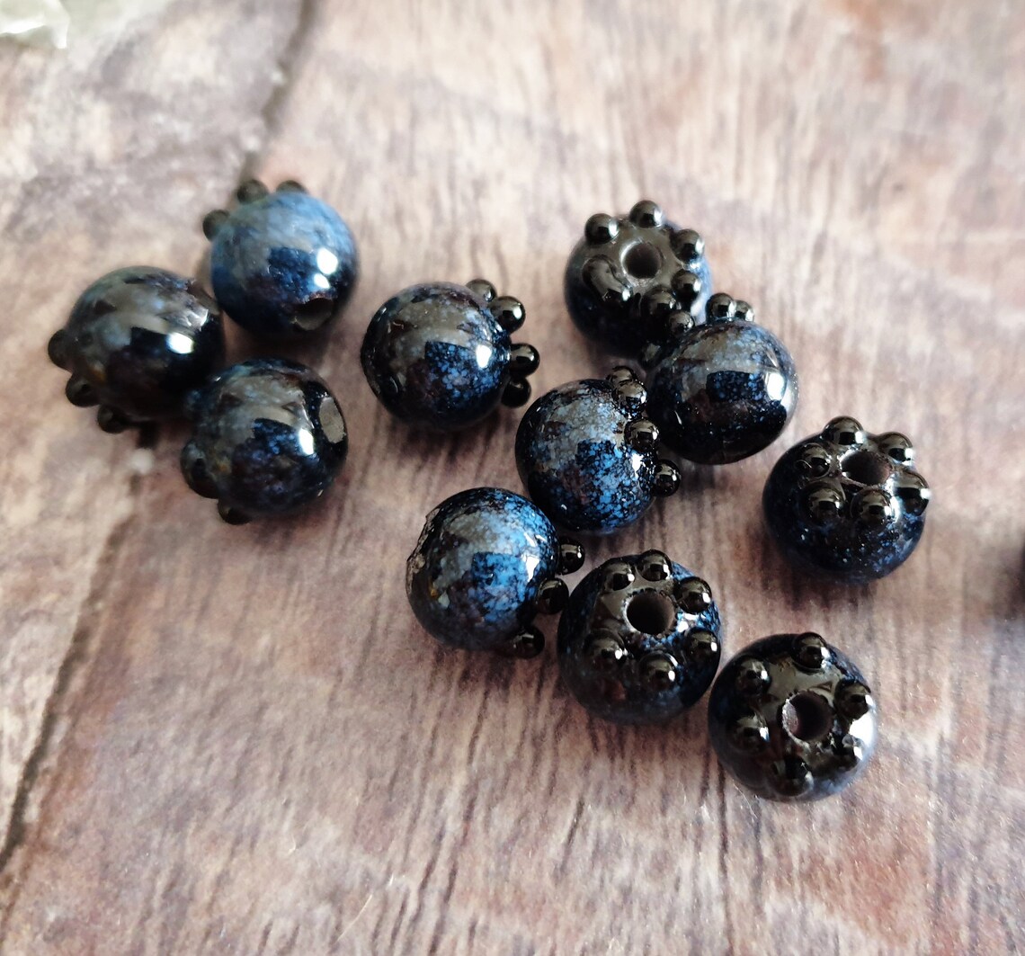 BEAUTIFUL DARK BLUEBERRIES, 1pc Glass Lampwork Blueberry Bead, 10mm ...