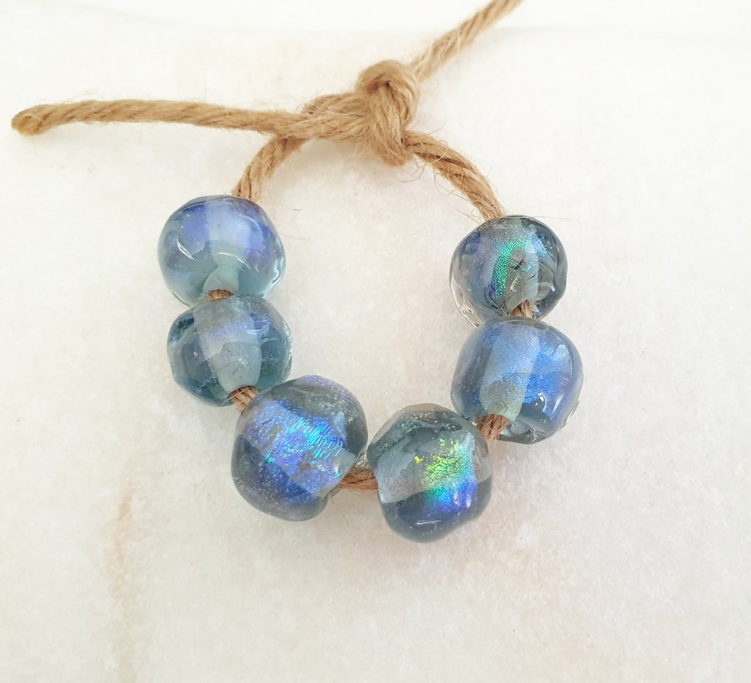 MOONLIGHT TEAR BEADS, 11-12mm Organic Handmade Rounded Glass Beads ...