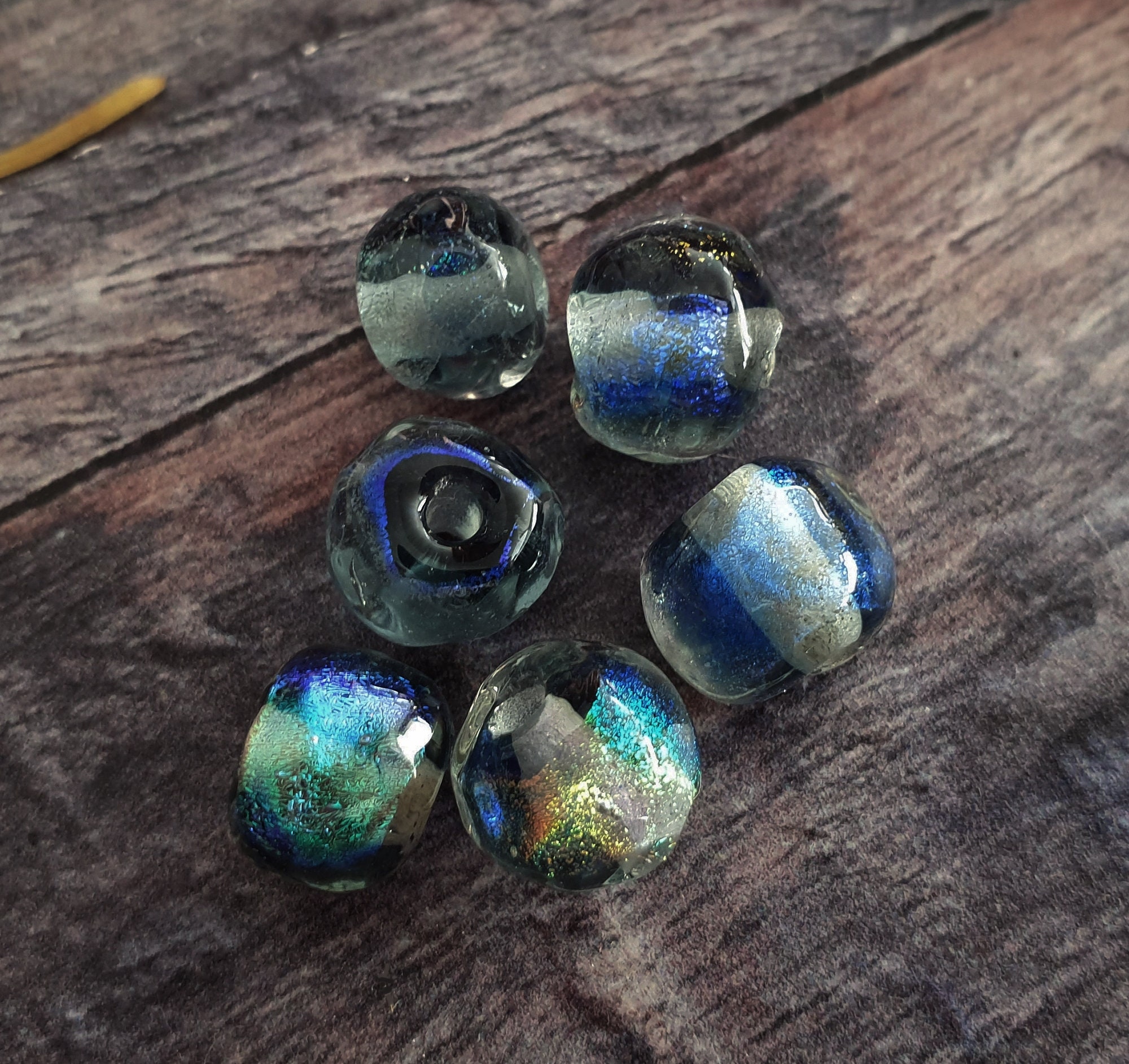 MOONLIGHT TEAR BEADS, 11-12mm Organic Handmade Rounded Glass Beads ...