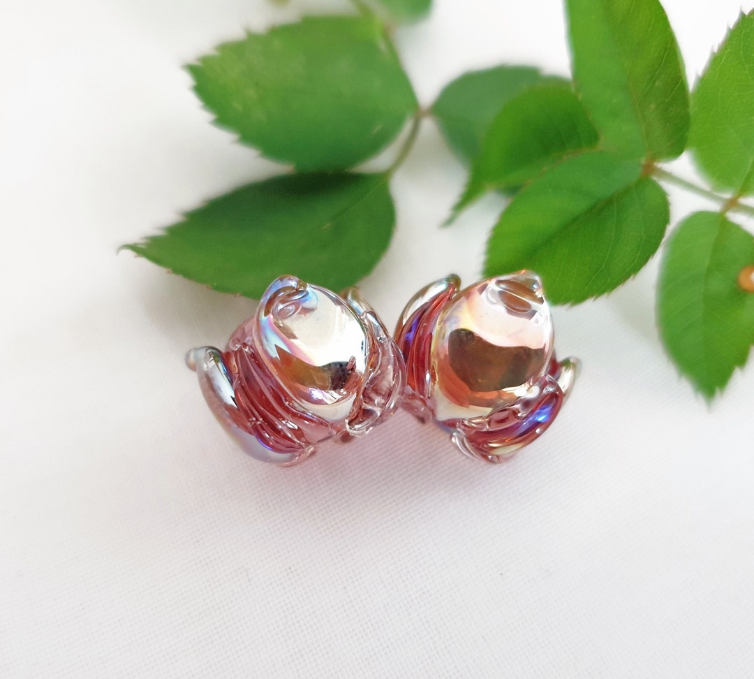 THE GOLDEN ROSE Lampwork Glass Prestigious Bead, 12mm Gold Silver ...