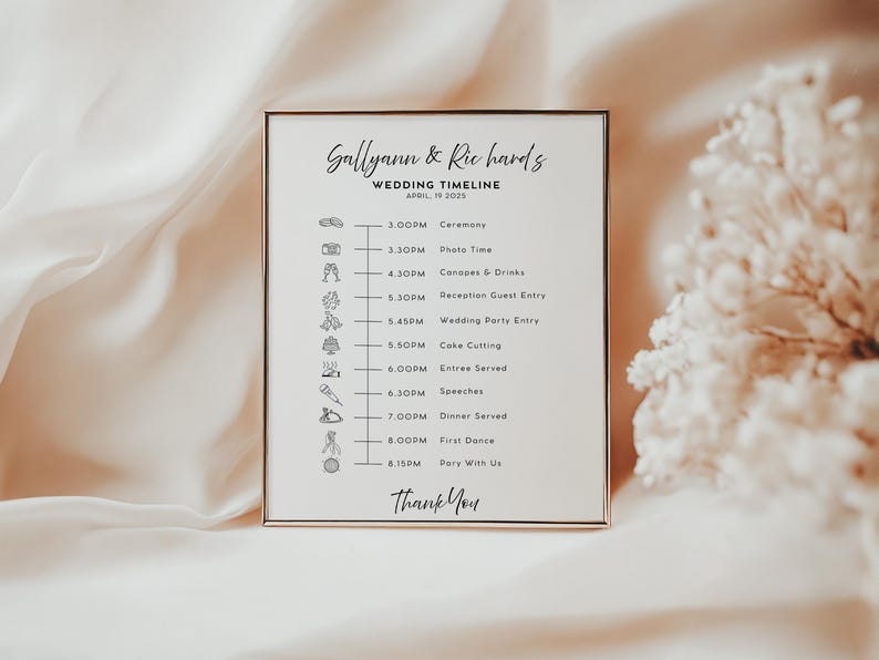 Wedding Timeline Sign / Editable Wedding Timeline / Wedding Schedule ...