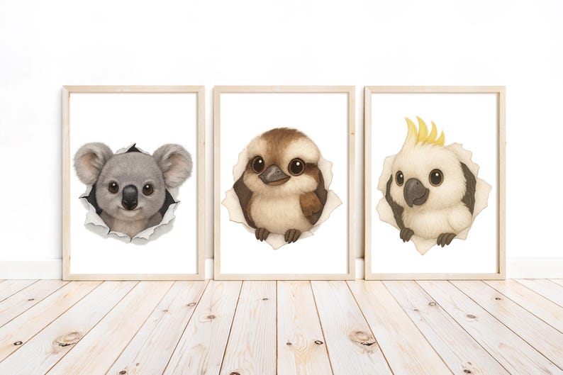 Australian Baby Animals Clipart, Cute PNG Bundle, Peeking Animal Art ...