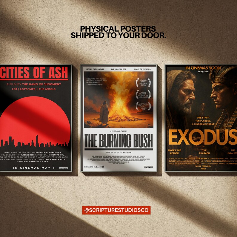 Moses and the Burning Bush Poster, Cinematic Style Christian Poster ...