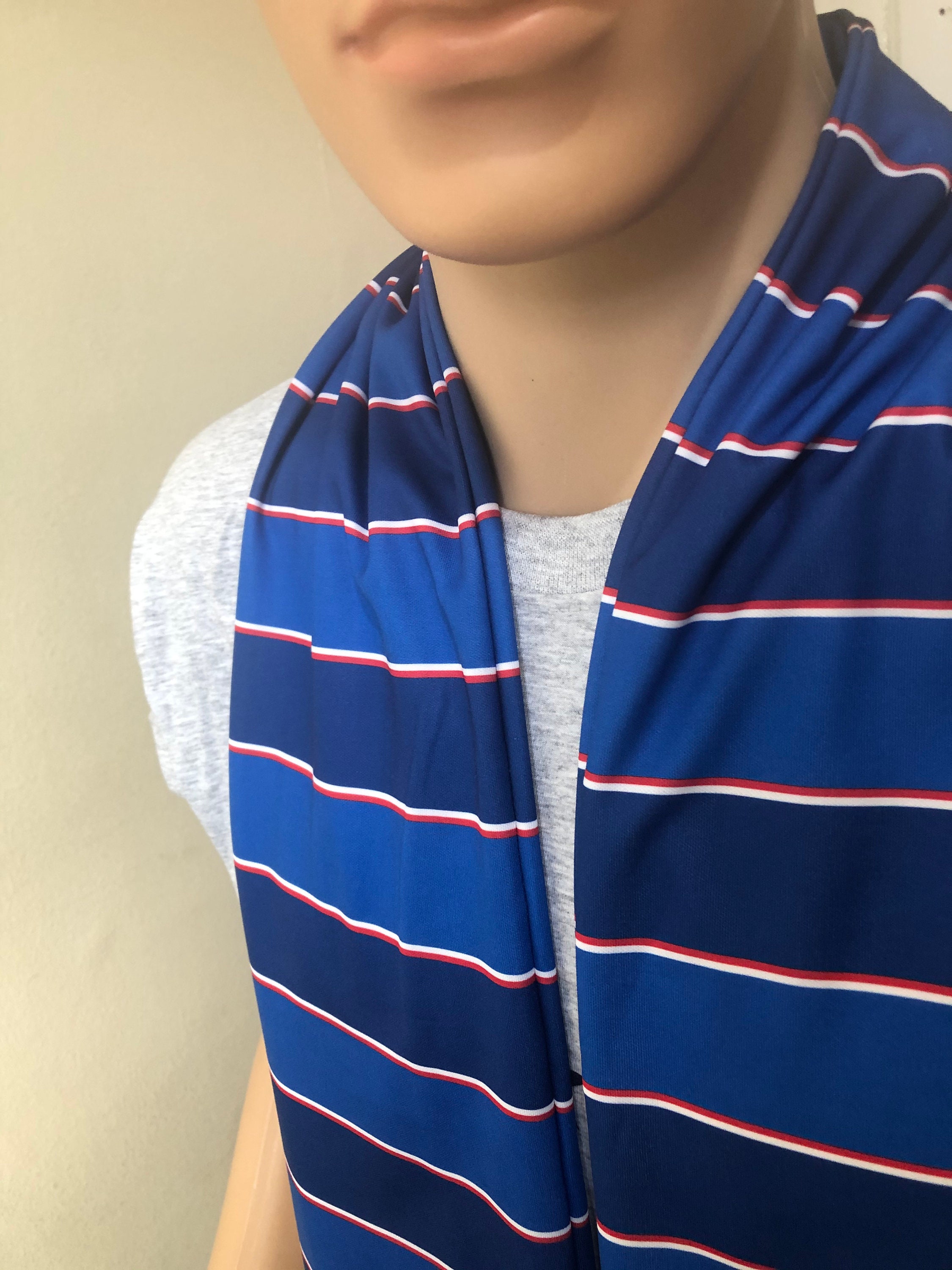 Retro Rangers Scarf Silk Type Red Blue White Football Kit Glasgow Gers ...