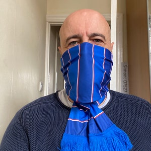 Retro Rangers Scarf Silk Type Red Blue White Football Kit Glasgow Gers ...