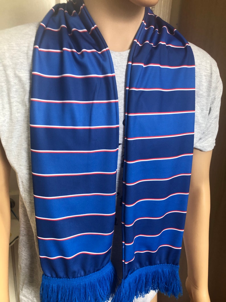 Retro Rangers Scarf Silk Type Red Blue White Football Kit Glasgow Gers ...
