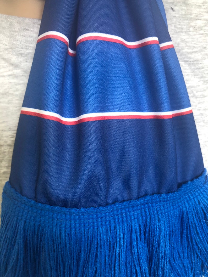 Retro Rangers Scarf Silk Type Red Blue White Football Kit Glasgow Gers ...