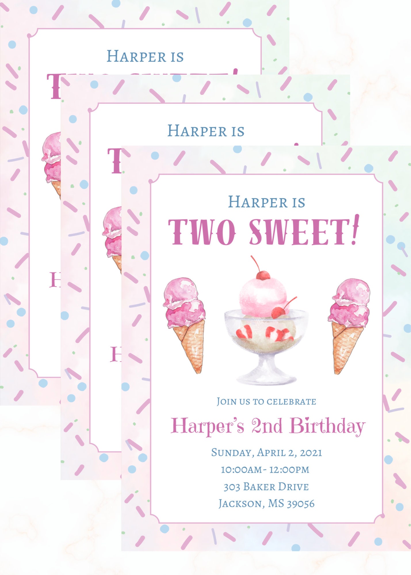Custom TWO Sweet Birthday Invitation Two Year Old Girl - Etsy