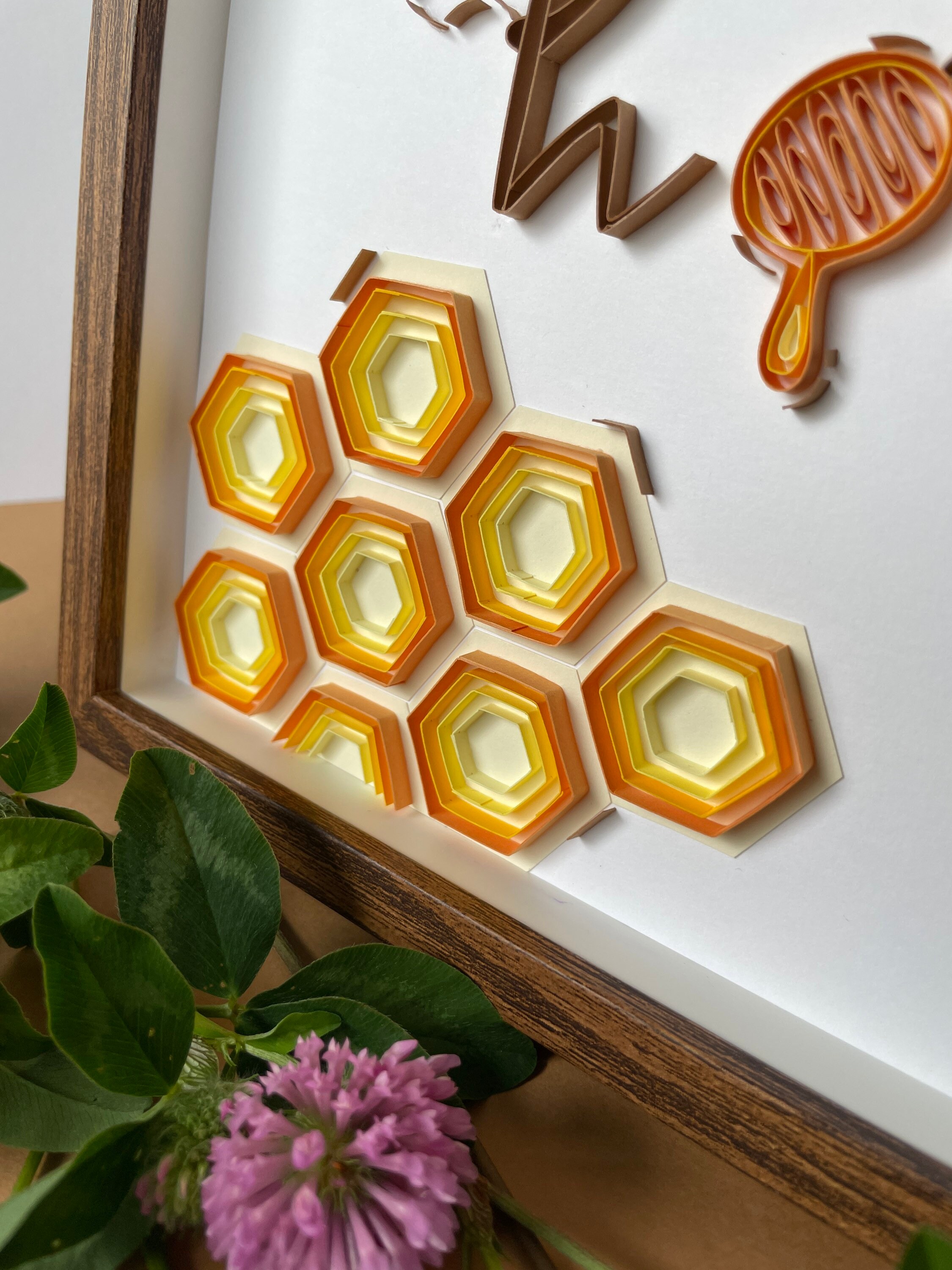 Quilling Honey Paper Bees Quilling Honeycombs Wall Art Home Decor Paper ...