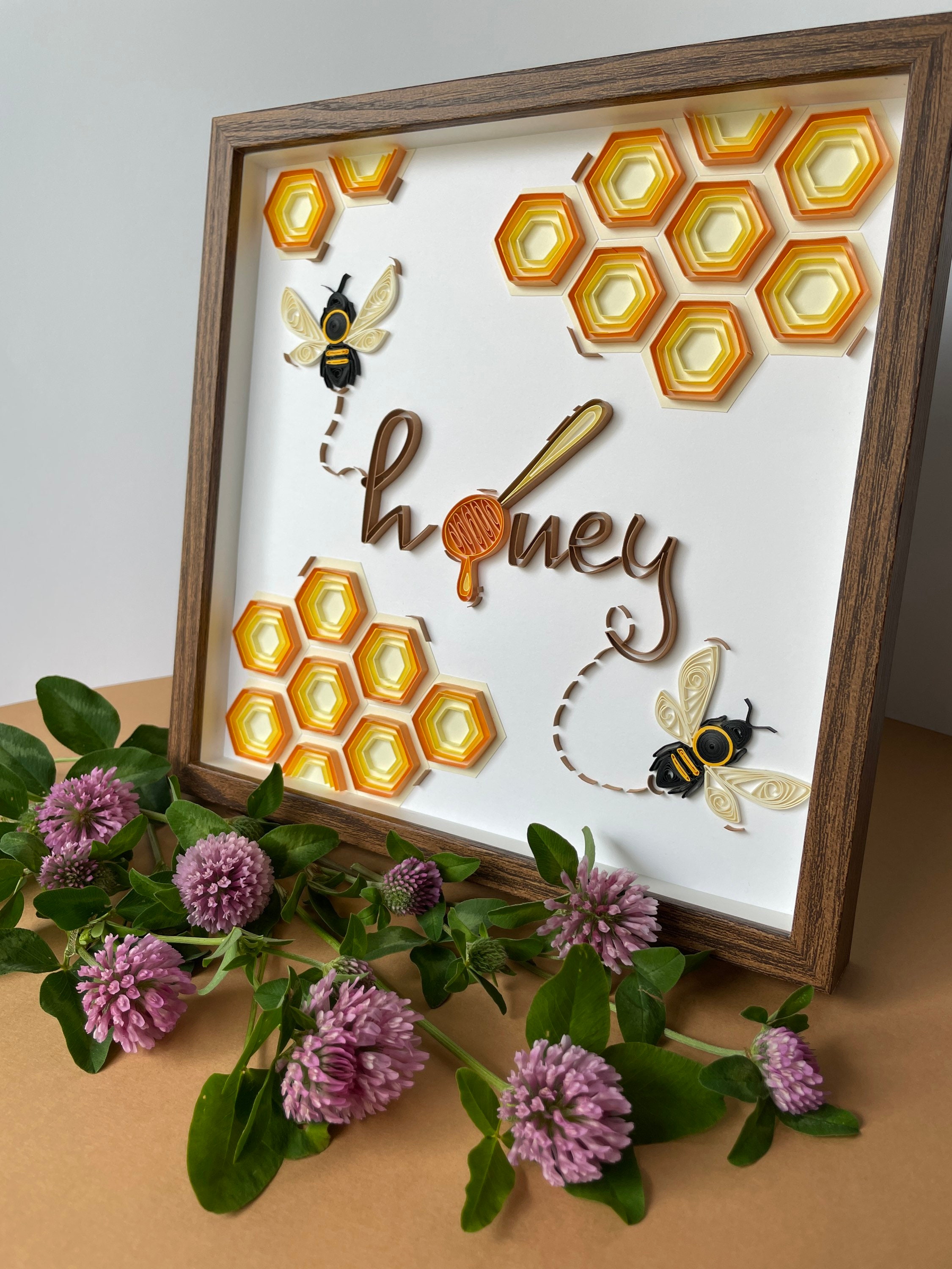 Quilling Honey Paper Bees Quilling Honeycombs Wall Art Home Decor Paper ...