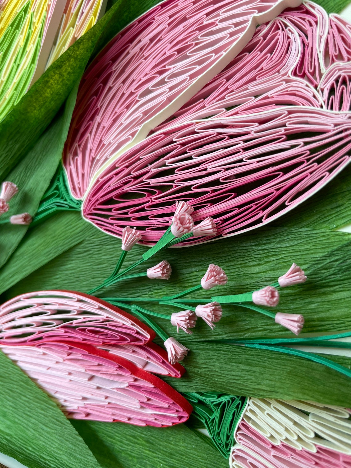 Quilling Tulip Paper Flowers Wall Art Quilling Painting - Etsy