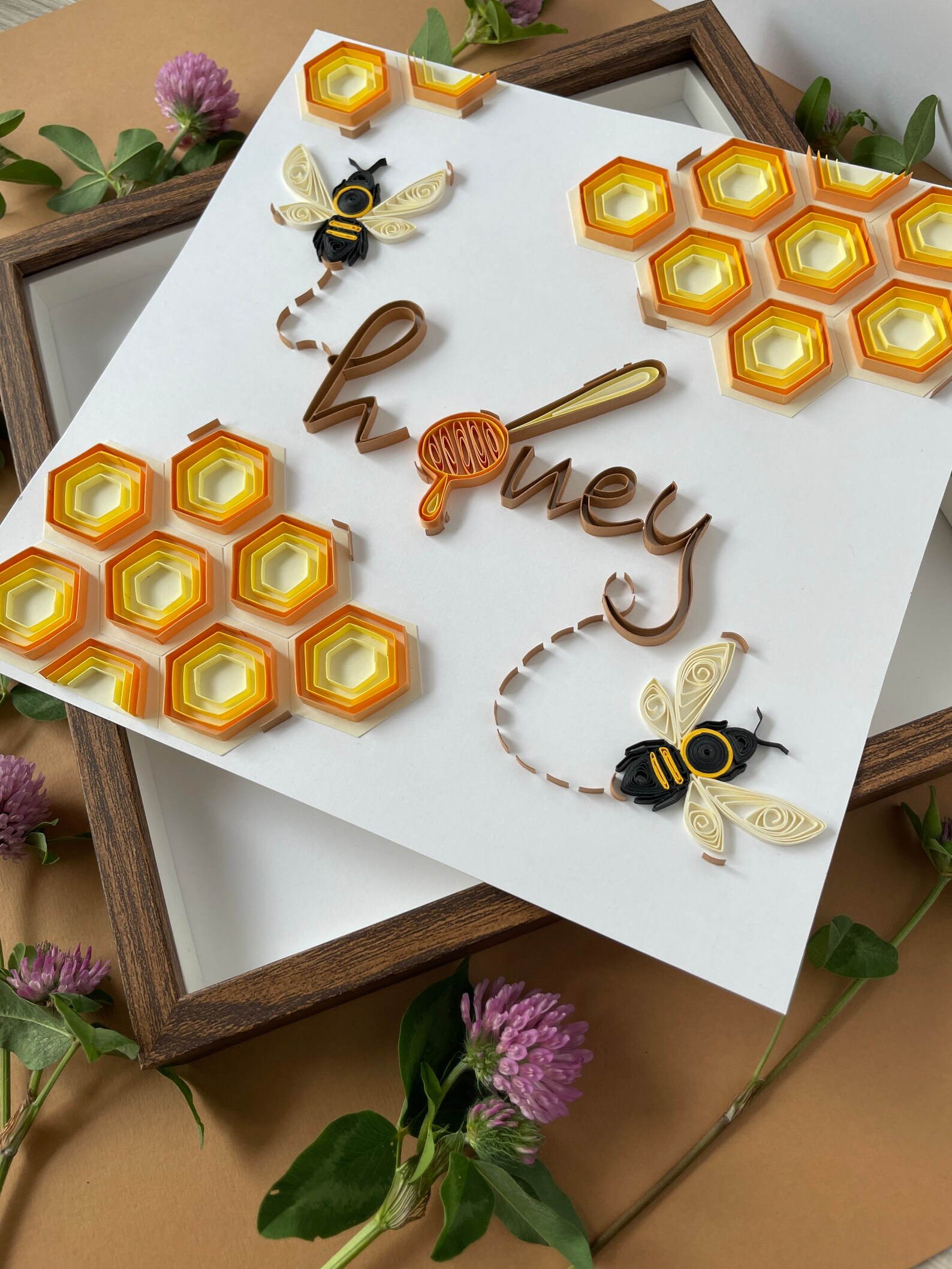 Quilling Honey Paper Bees Quilling Honeycombs Wall Art Home Decor Paper ...