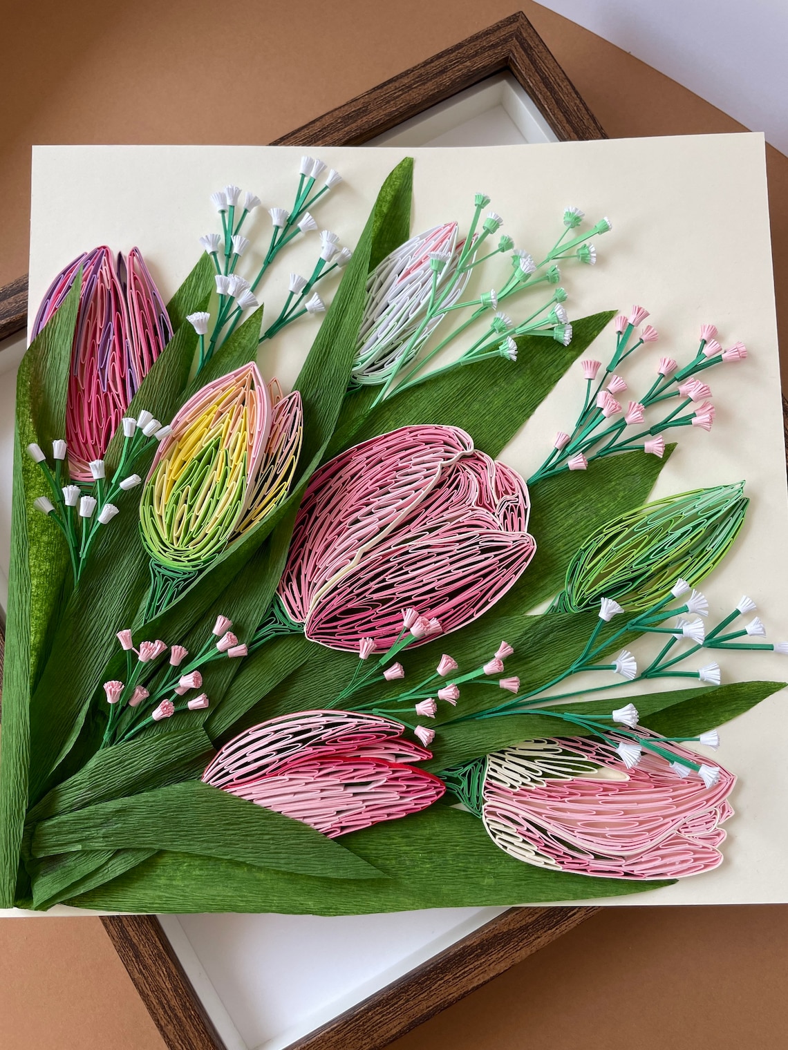 Quilling Tulip Paper Flowers Wall Art Quilling Painting Home Decor ...