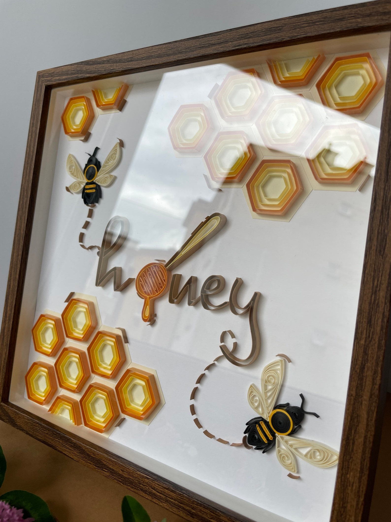 Quilling Honey Paper Bees Quilling Honeycombs Wall Art Home Decor Paper ...