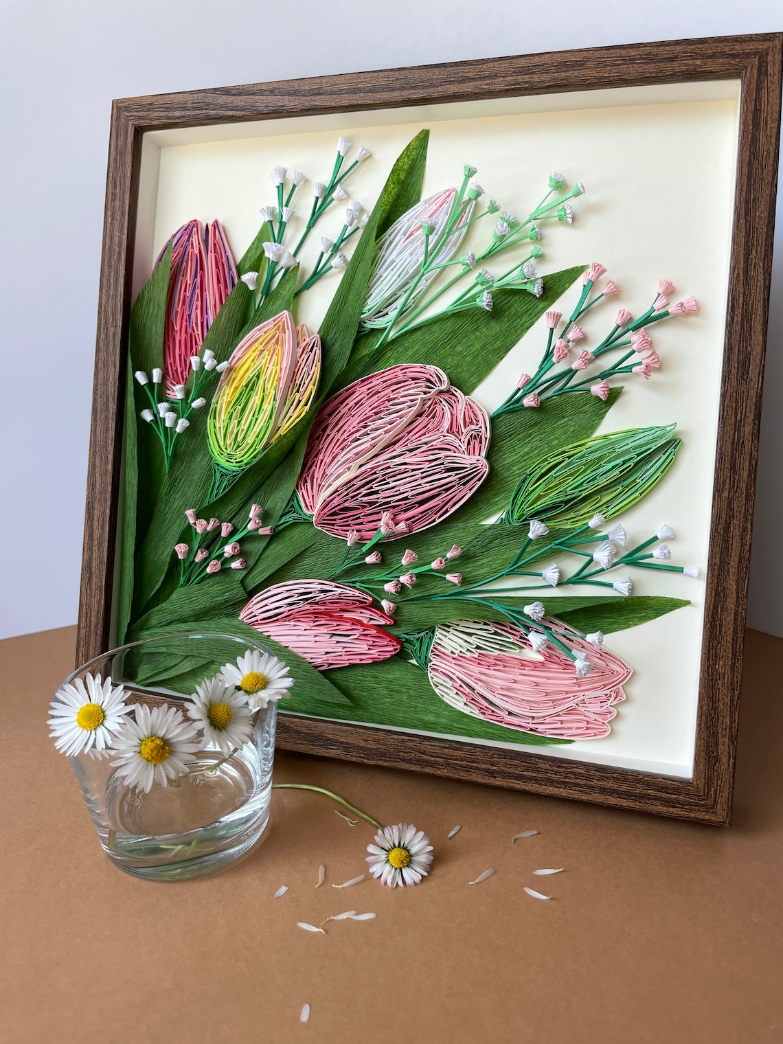Quilling Tulip Paper Flowers Wall Art Quilling Painting Home Decor ...
