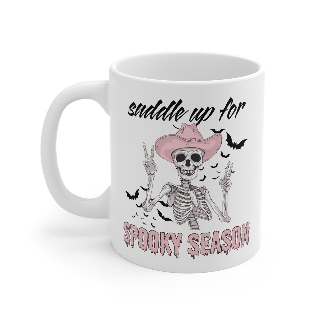 Saddle up for Halloween Spooky Season Mug Cowgirl Skeleton Halloween ...