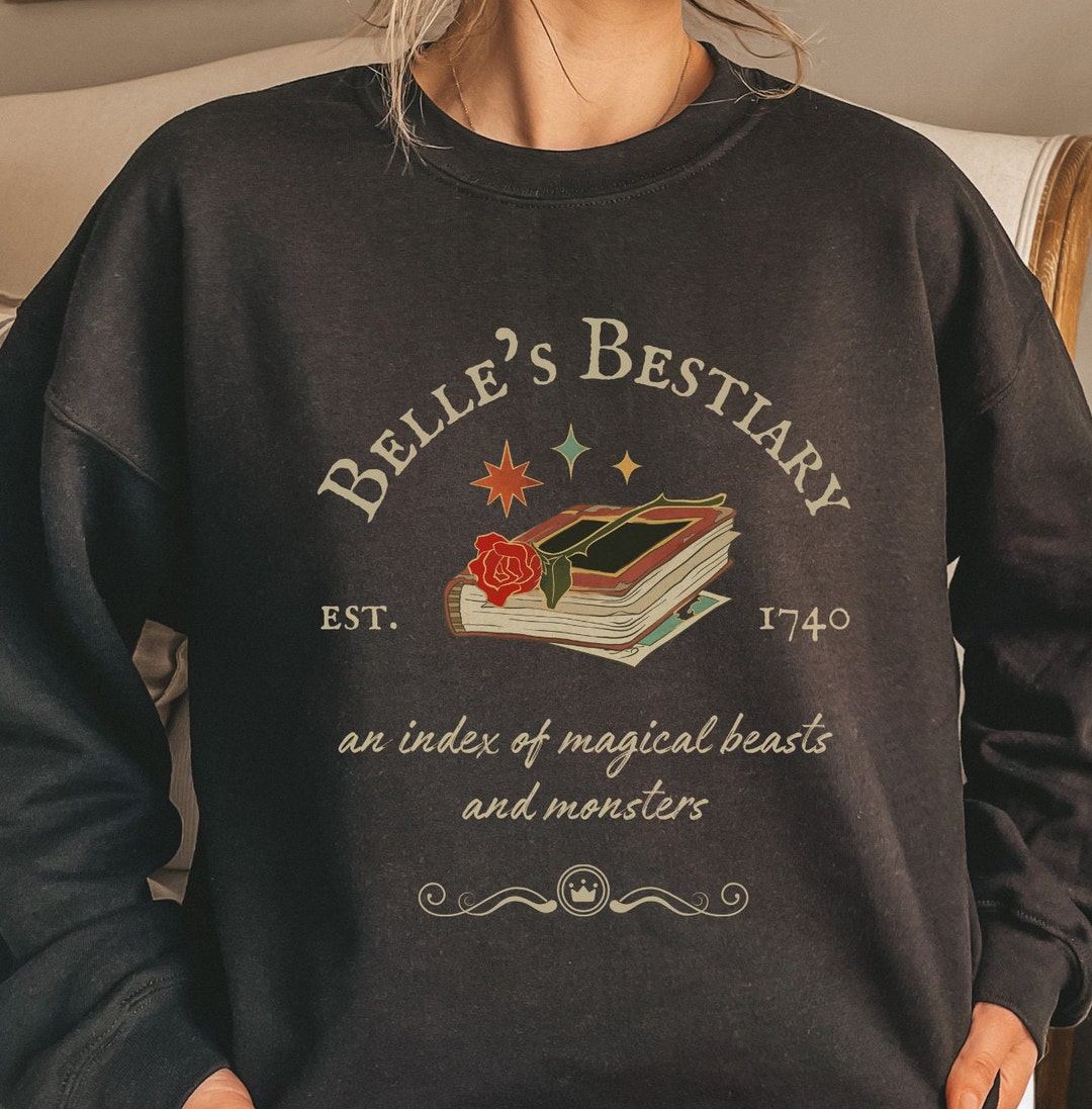 Belle's Bestiary Crewneck Sweatshirt | Beauty Beast Sweatshirt ...