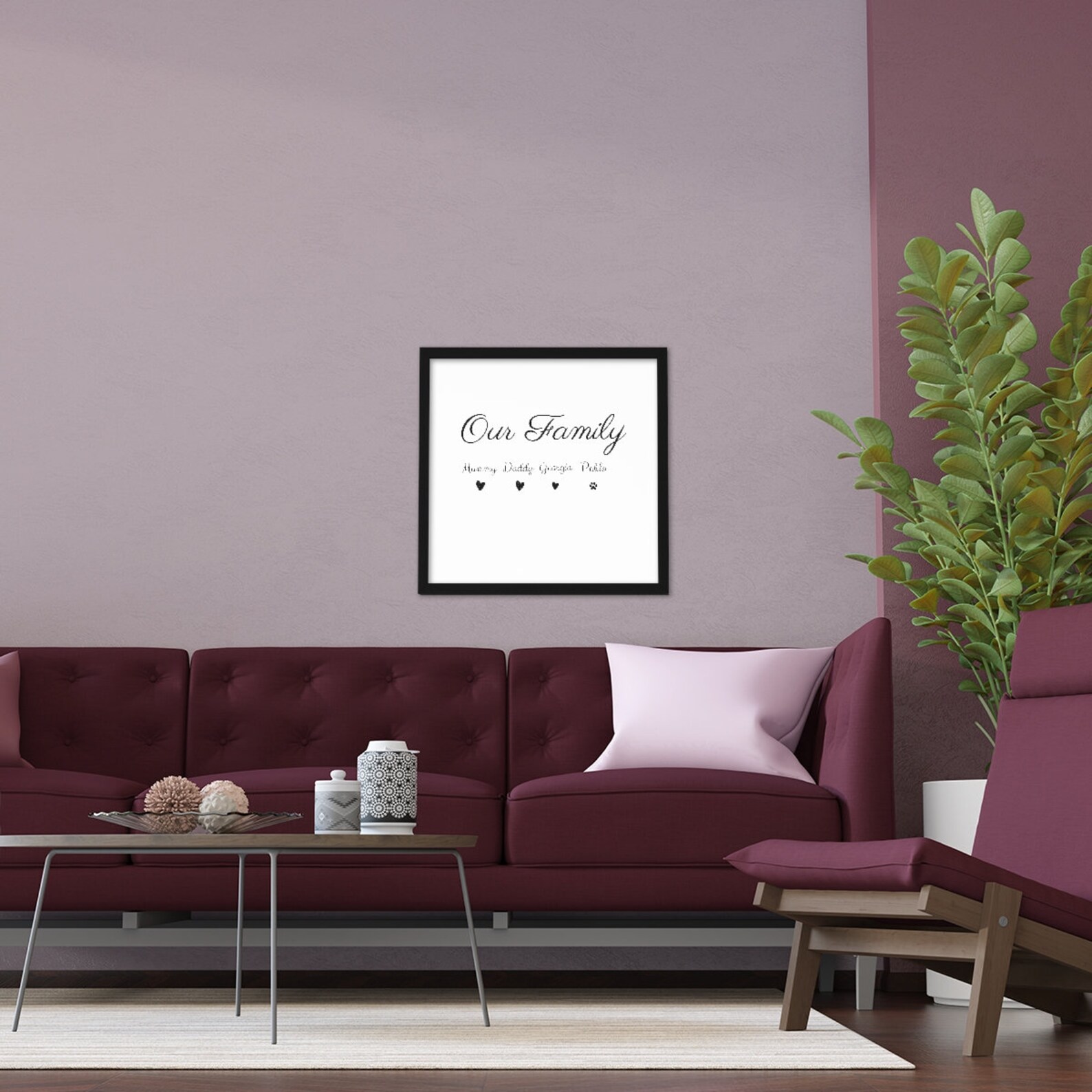 Customisable 'our Family' Frame With Names and Pet - Etsy