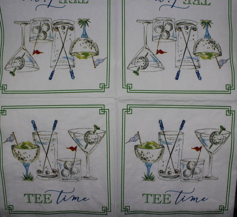 Decoupage Cocktail Napkins / Golf Drinks - Etsy