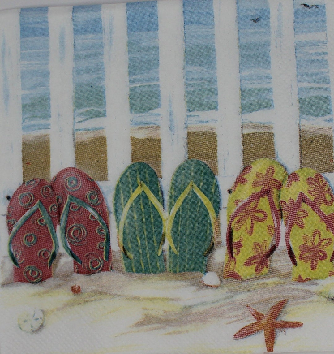 Decoupage Cocktail Napkins / Flip Flops - Etsy