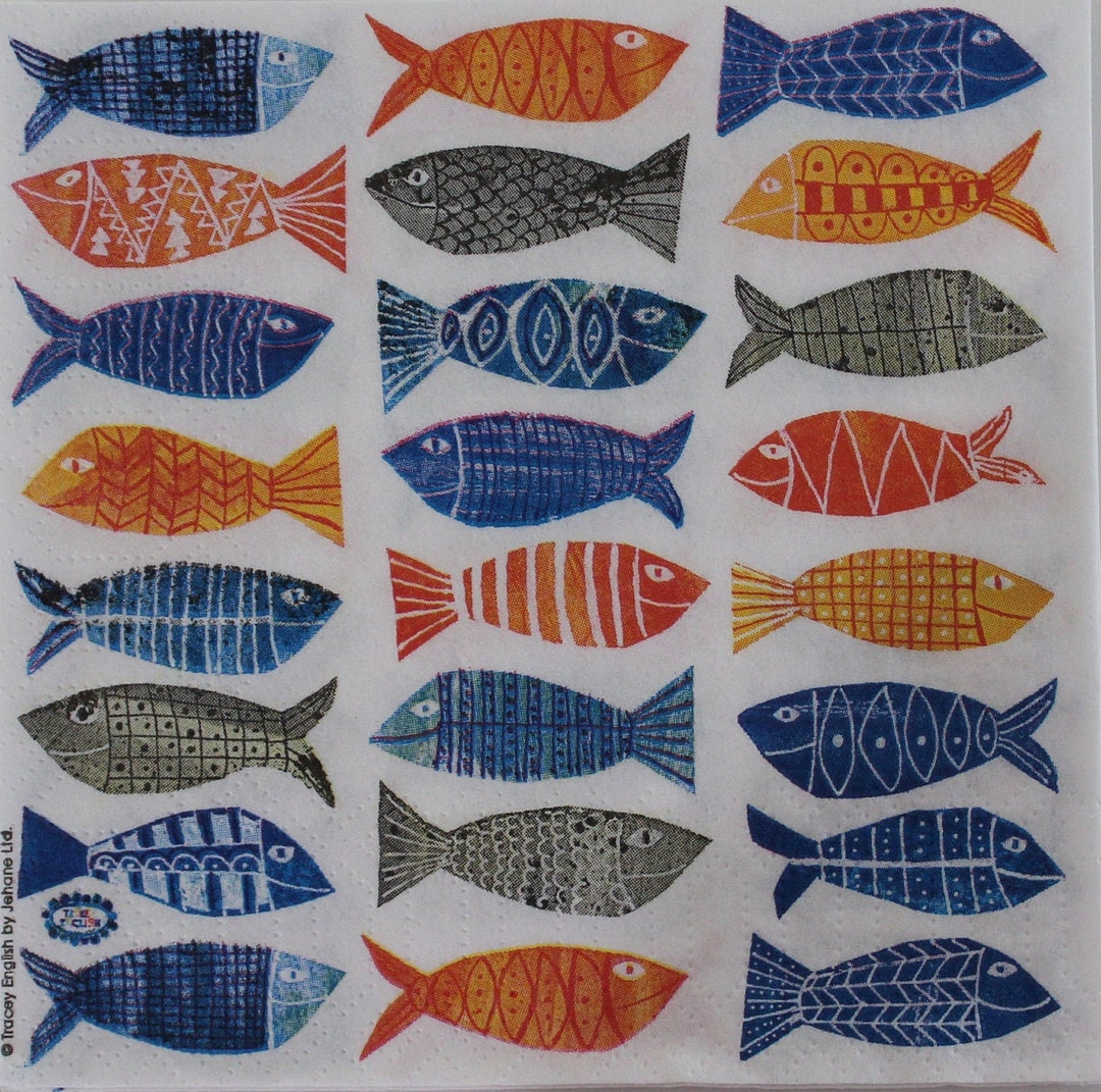 Decoupage Cocktail Napkins / Fish - Etsy