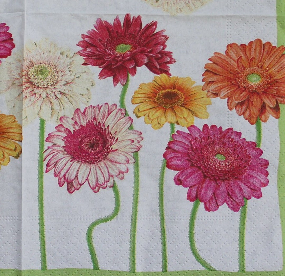 Decoupage Cocktail Napkins / Blooming Gerbera Daisy - Etsy