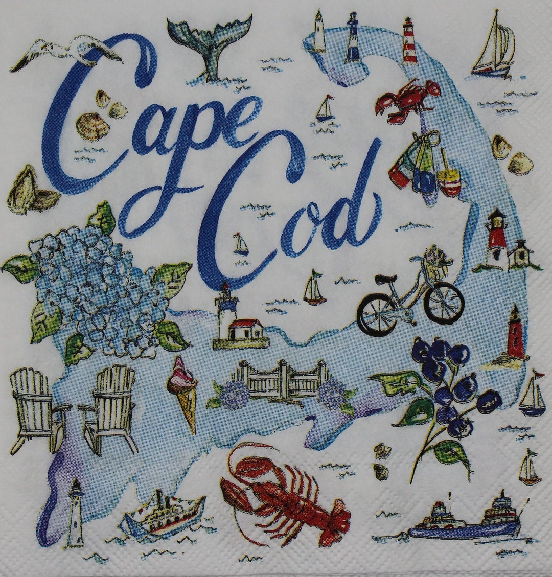 Decoupage Cocktail Napkins / State of Cape Cod - Etsy