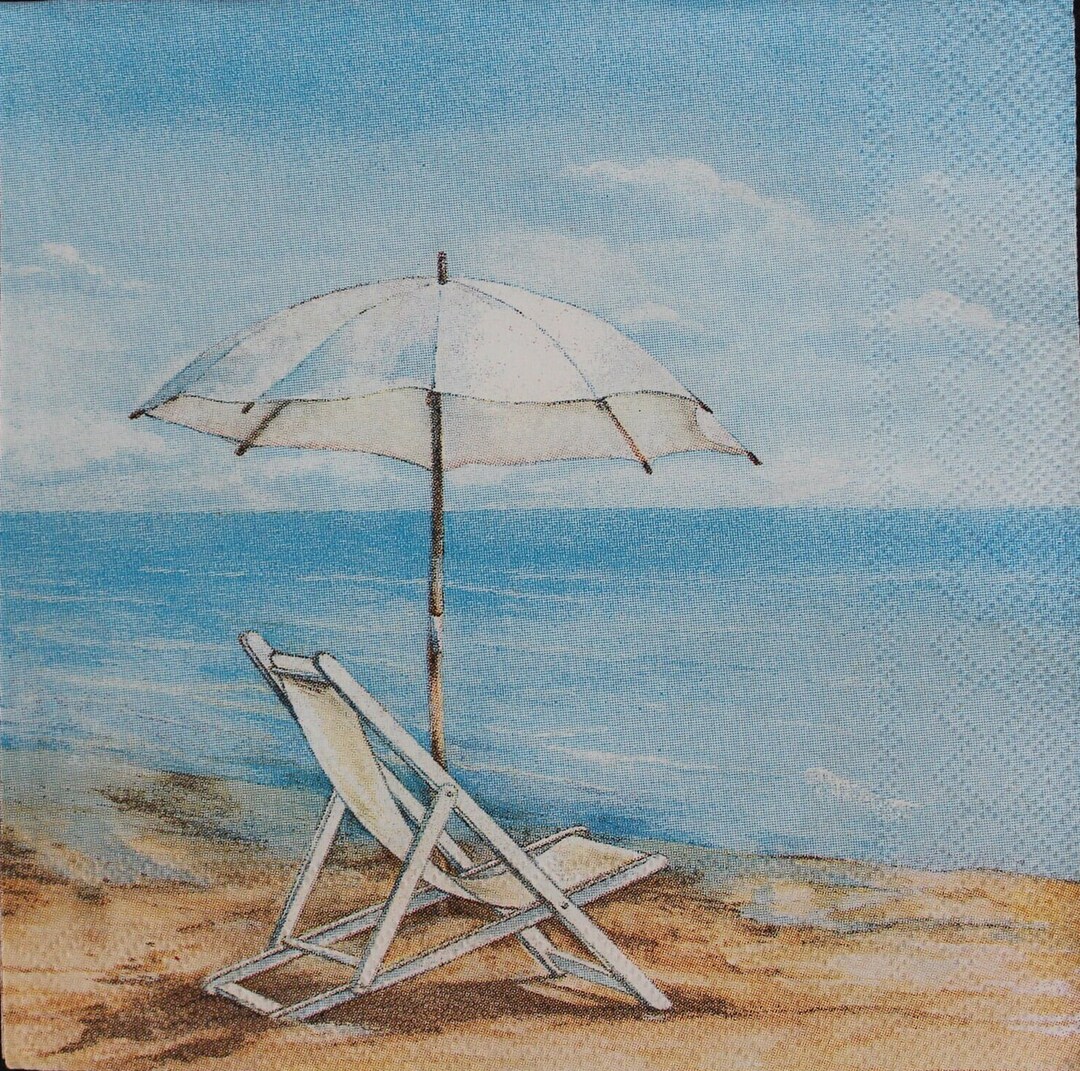 Decoupage Cocktail Napkins / Beach Chair & Row Boat - Etsy