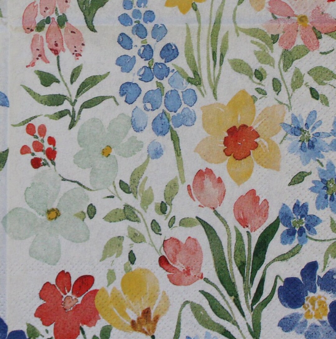 Decoupage Cocktail Napkins / Watercolor Spring Flowers - Etsy