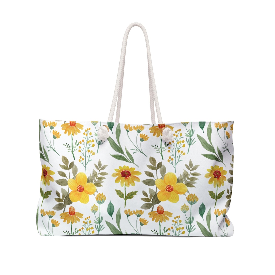 Floral Weekender Bag, Watercolor Floral Beach Bag - Etsy