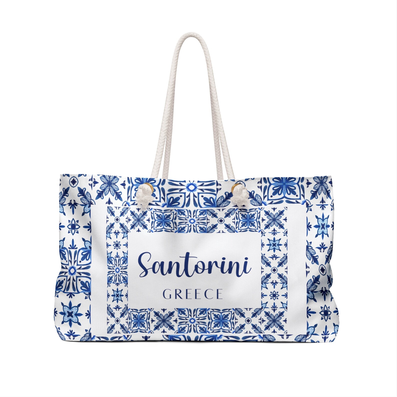 Santorini Wekender Bag, Greek Styled Weekender Bag, Greece Weekender ...