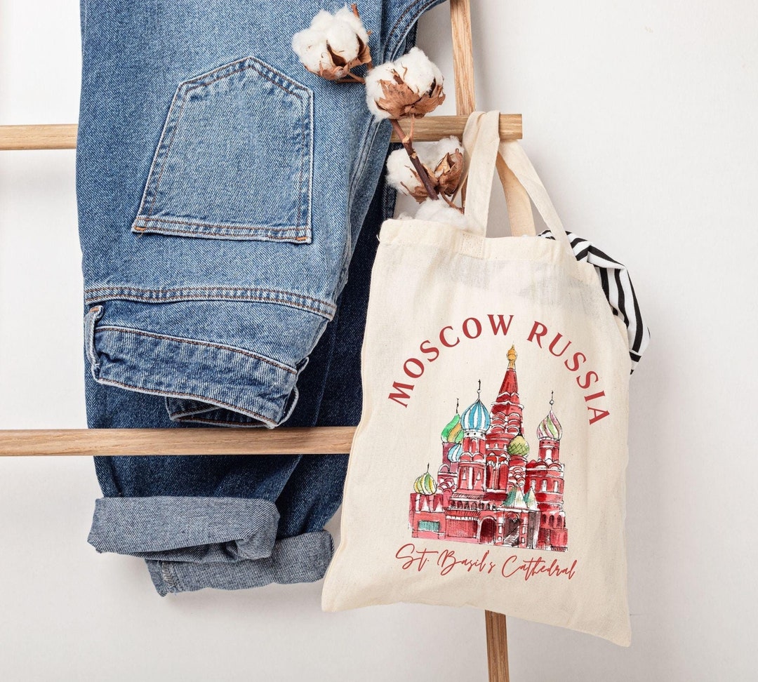 Moscow Russia Tote Bag, Russian Gift, Moscow Gift, %100 Cotton Natural ...