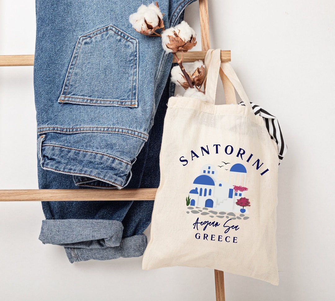 Santorini Tote Bag, Greece Tote Bag, Greek Tote Bag, Greece Gift, Greek ...
