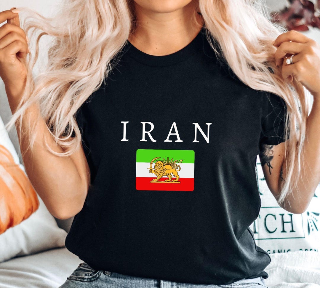 Iran Flag T-shirt, Persian Lion and Sun Graphic Tee, Shir-o-khorshid ...