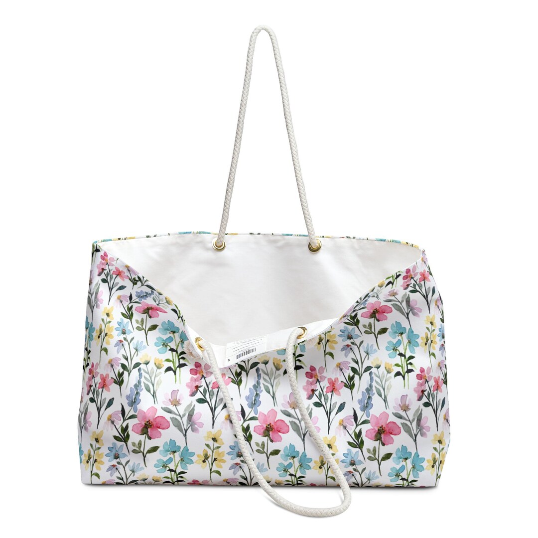Floral Weekender Bag, Watercolor Beach Bag - Etsy