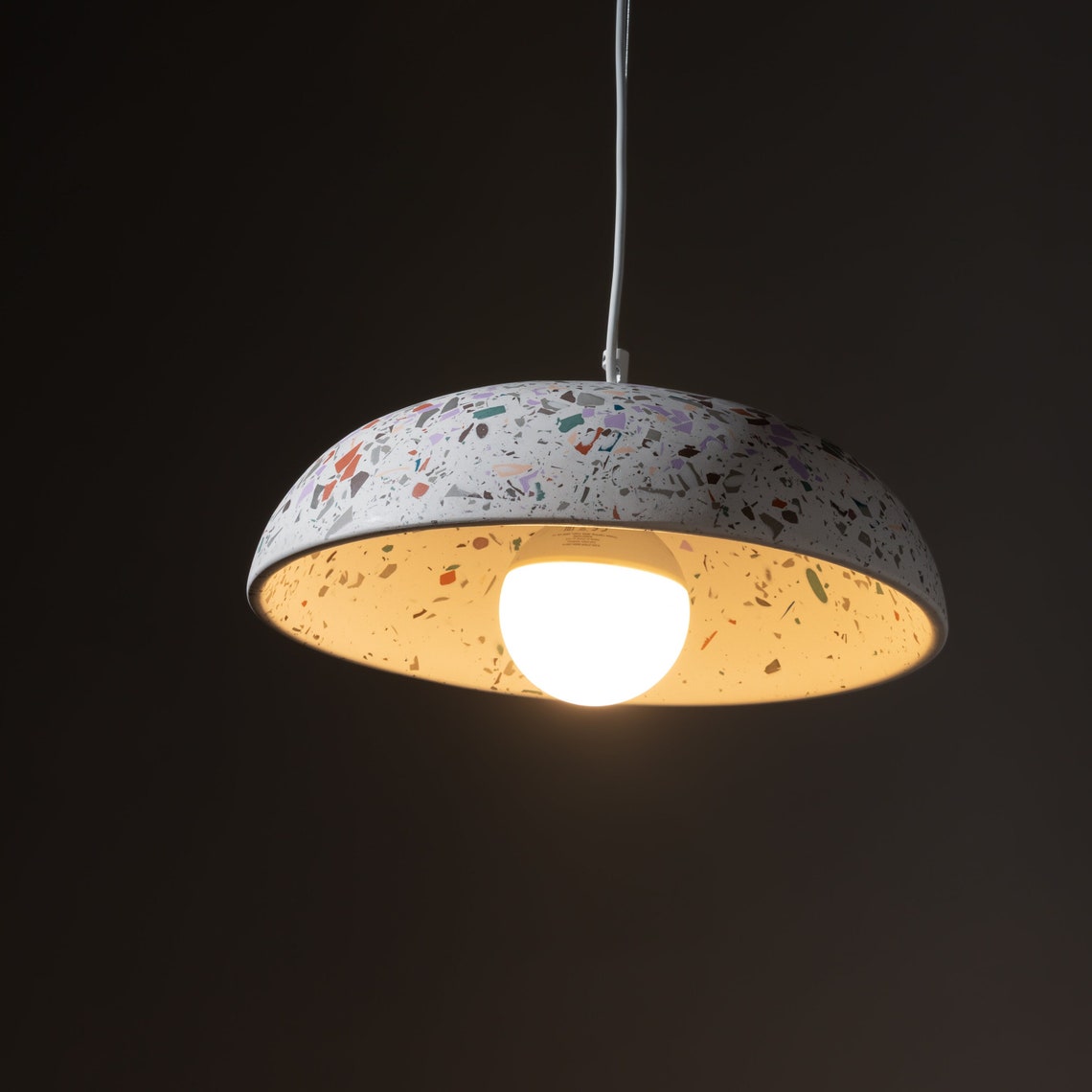 Terrazzo Dome Pendant Light, Terrazzo Home Decor, Concrete Terrazzo ...