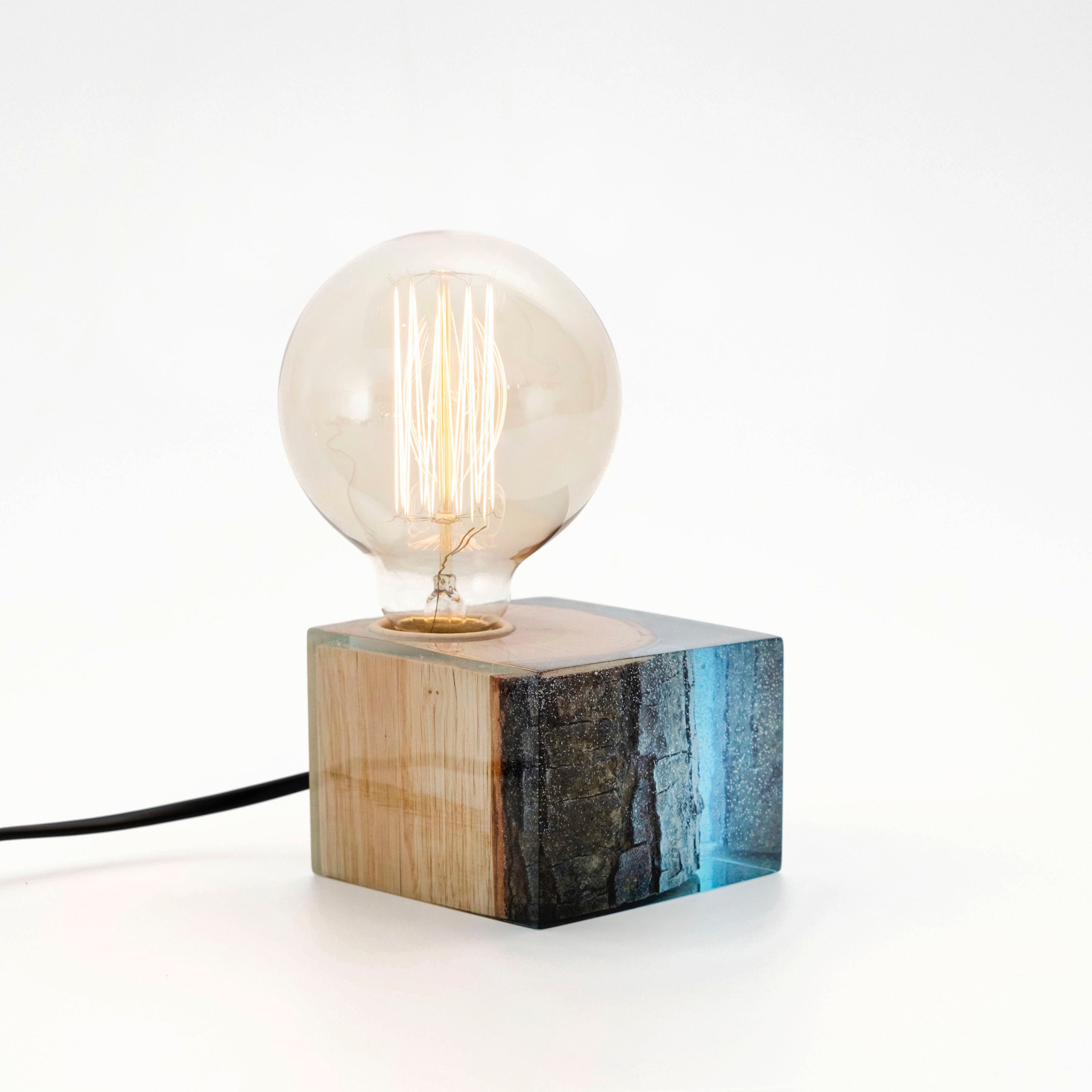 Blue Epoxy Table Lamp Epoxy Resin Light Edison Bedside Lamp - Etsy