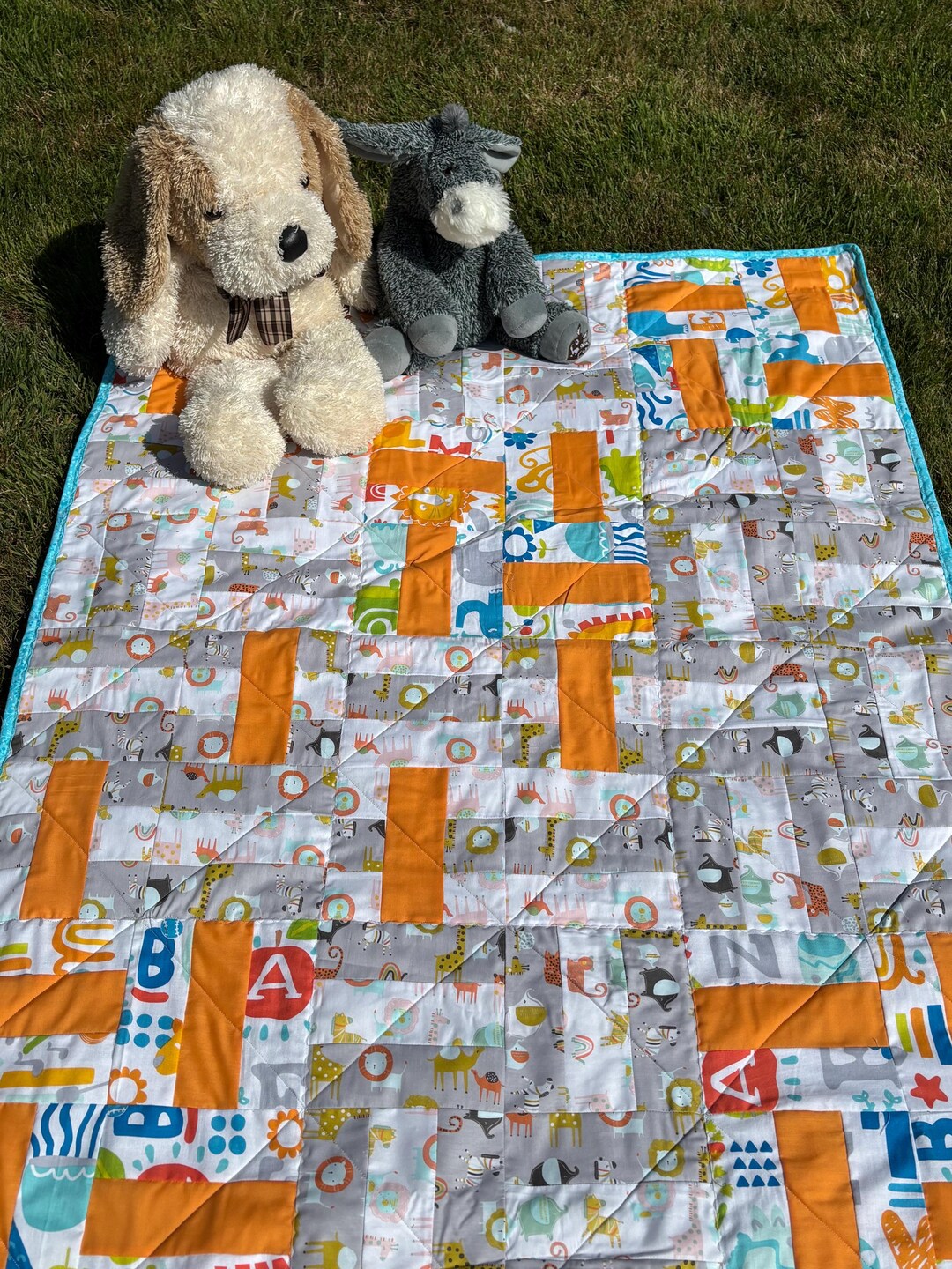 Hand Crafted Patchwork Quilted Baby Play Mat or Blanket. Unique Design ...