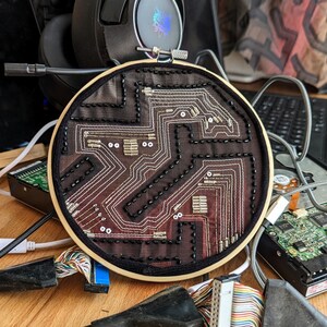 Cyberpunk Inspired PCB machine and Hand Embroidered Circuit Board ...