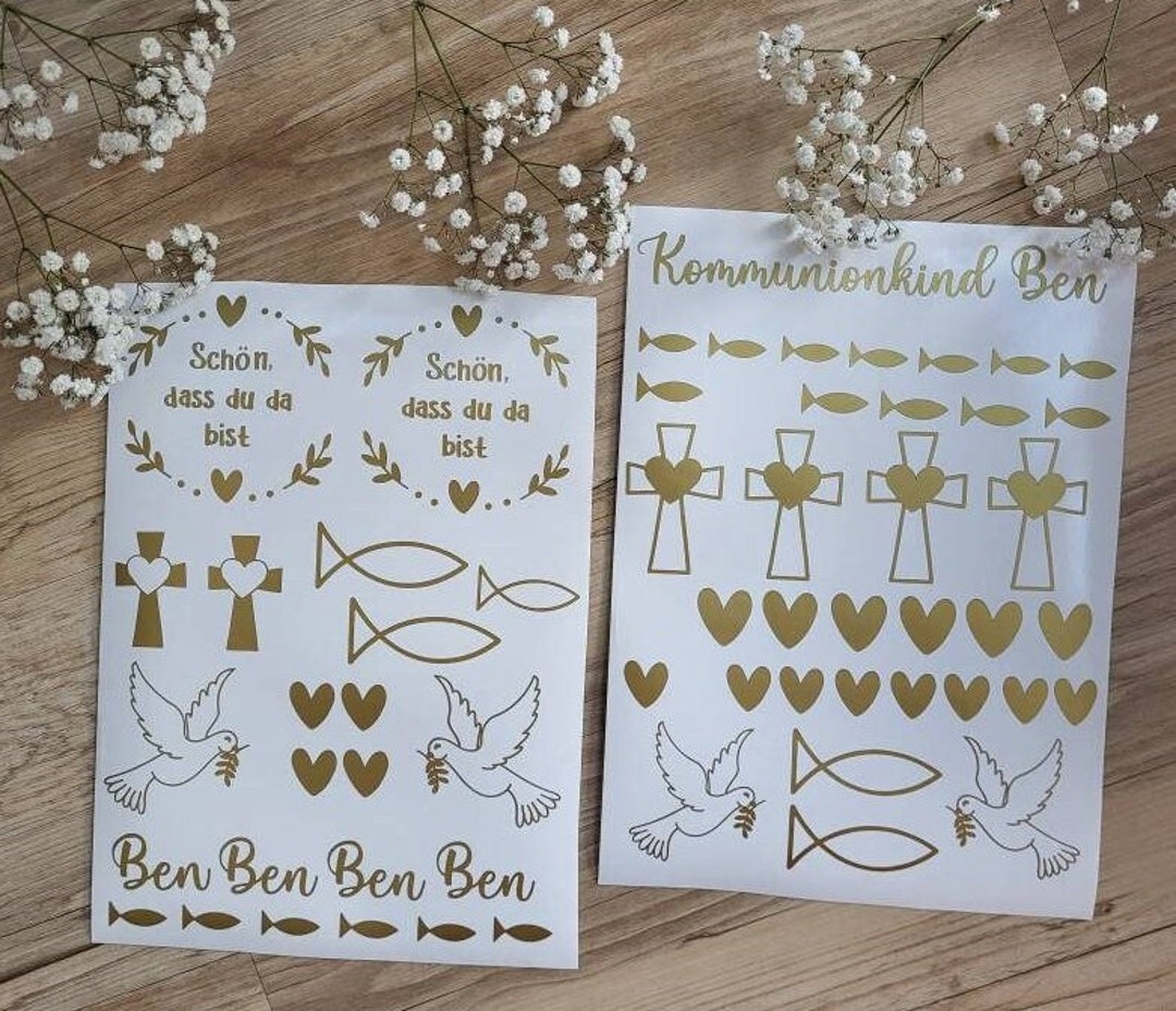 Sticker Set Baptism Confirmation Decoration Deco Surname - Etsy
