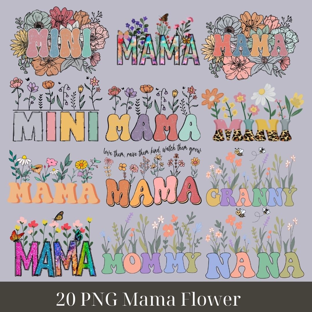 Retro Mama Flower Png, Mama Floral Png, Mimi Wildflower Png, Mom Mimi ...